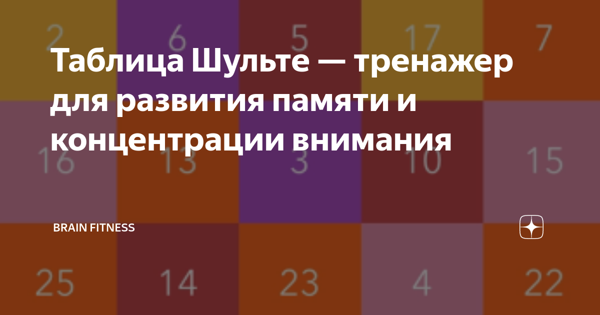 Таблица Шульте — тренажер для развития памяти и концентрации внимания ...