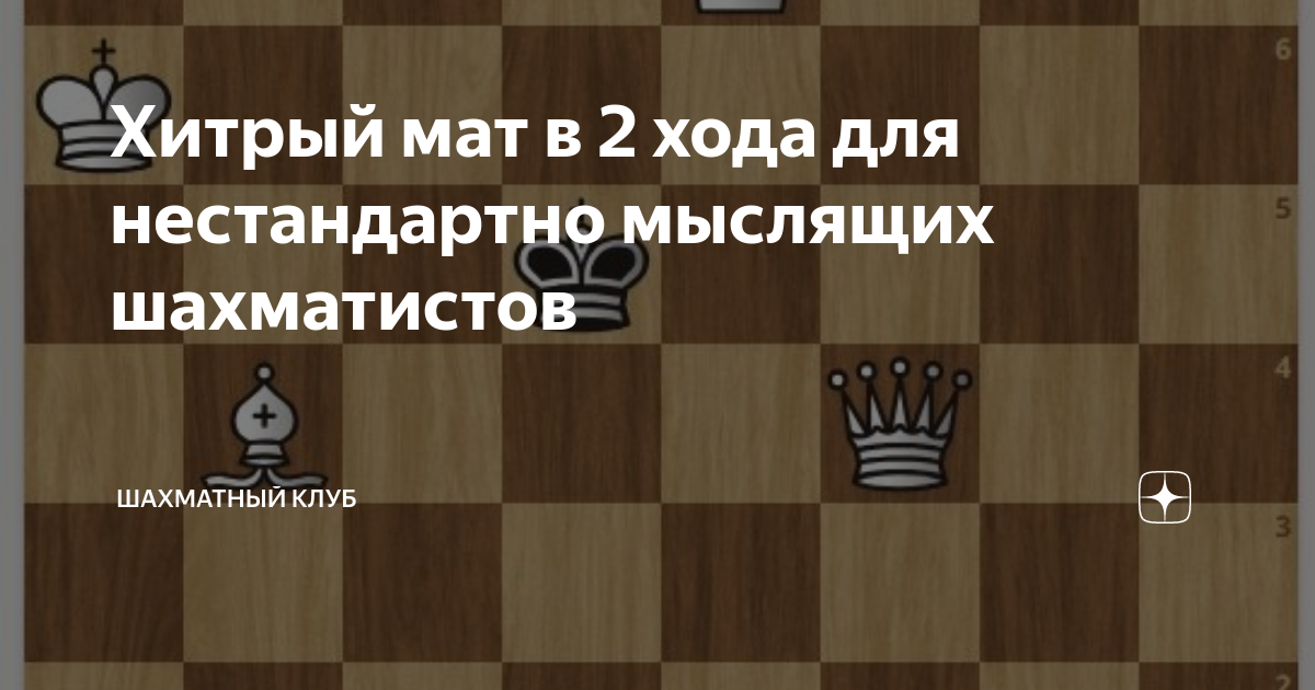 Хитрый мат в 2 хода для нестандартно мыслящих шахматистов Шахматный