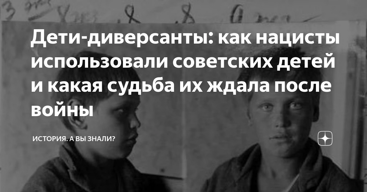 Дети-диверсанты: как нацисты использовали советских детей и какая ...
