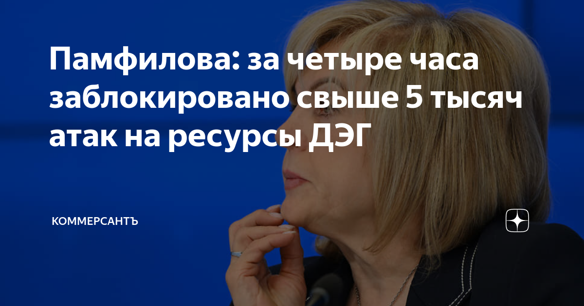 Памфилова за четыре часа заблокировано свыше 5 тысяч атак на ресурсы