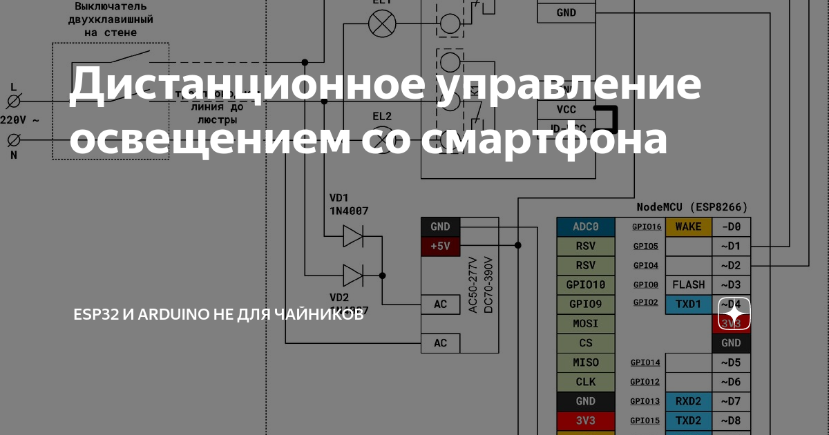 Дистанционное управление освещением со смартфона Электроника Esp32 Arduino Дзен