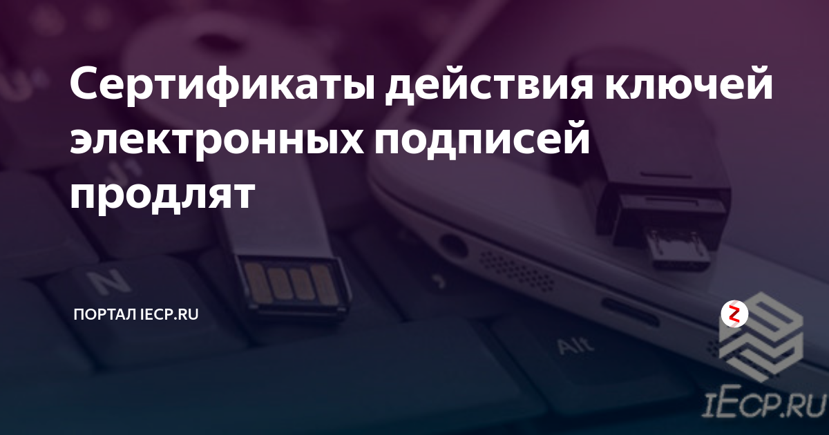 Сертификаты действия ключей электронных подписей продлят | Портал iEcp.ru | Дзен