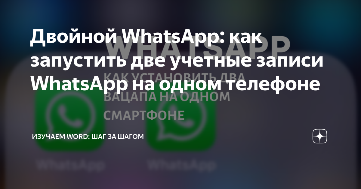 Двойной Whatsapp как запустить две учетные записи Whatsapp на одном телефоне Изучаем Word Дзен