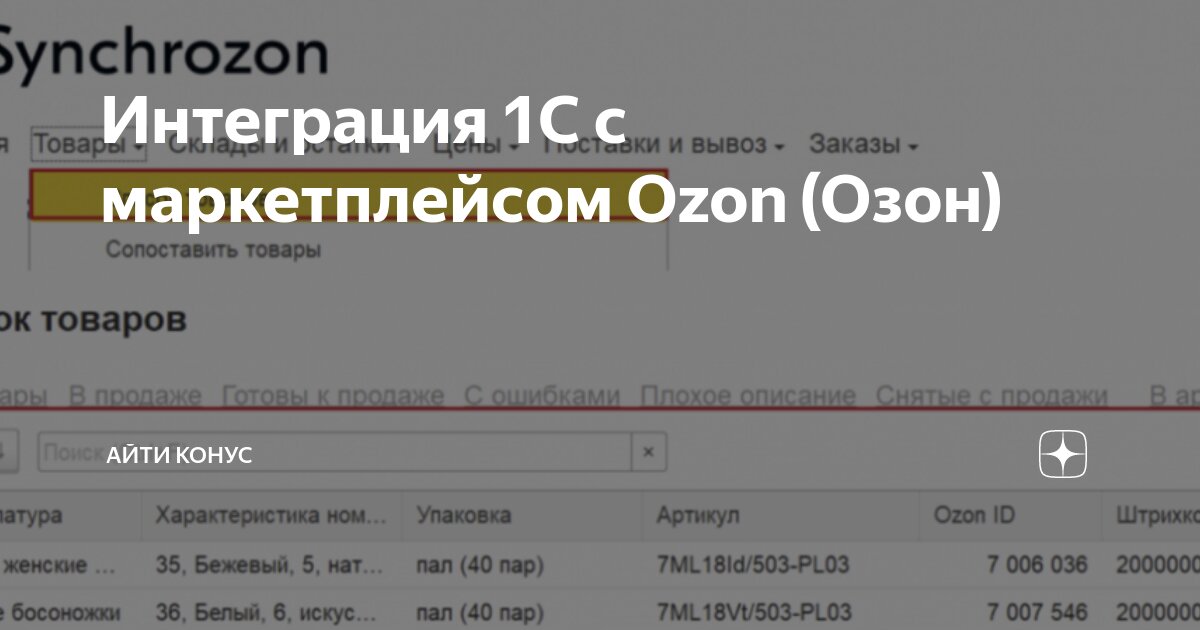 Интеграция 1С с маркетплейсом Ozon (Озон) | Айти Конус | Дзен