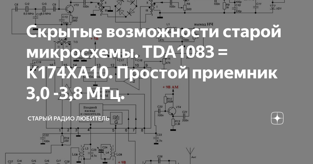 Скрытые возможности старой микросхемы. TDA1083 = К174ХА10. Простой приемник 3,0 -3,8 МГц ...