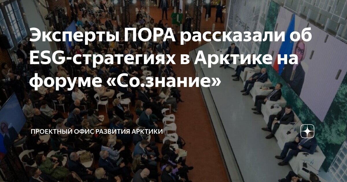 Эксперты ПОРА рассказали об Esg стратегиях в Арктике на форуме «Со
