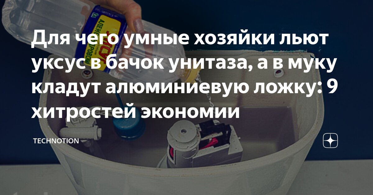 Для чего умные хозяйки льют уксус в бачок унитаза, а в муку кладут алюминиевую ложку: 9 ...