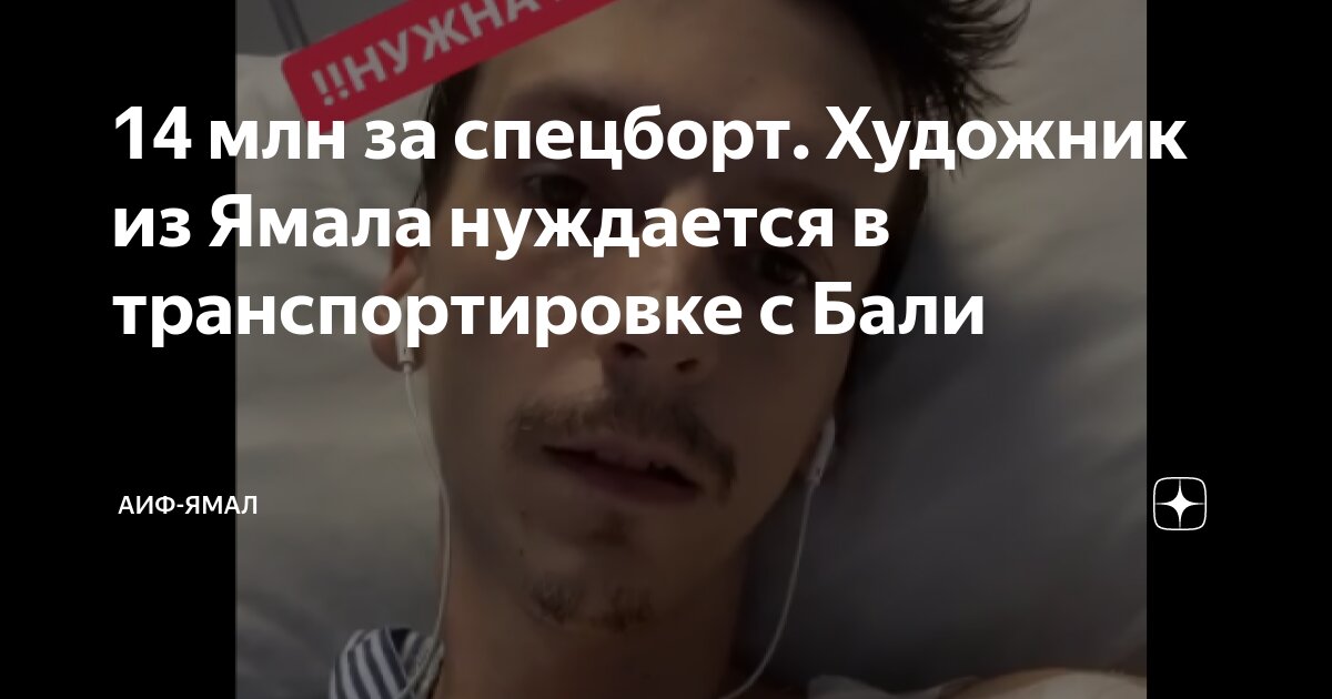 14 млн за спецборт Художник из Ямала нуждается в транспортировке с