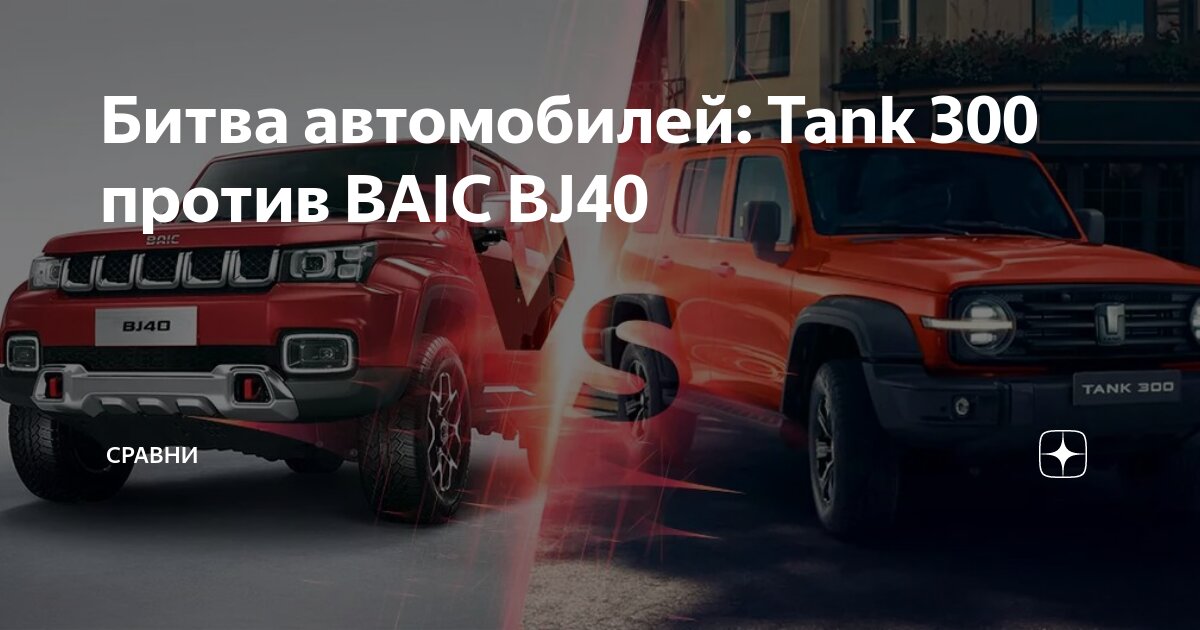 Битва автомобилей: Tank 300 против BAIC BJ40 | Сравни | Дзен