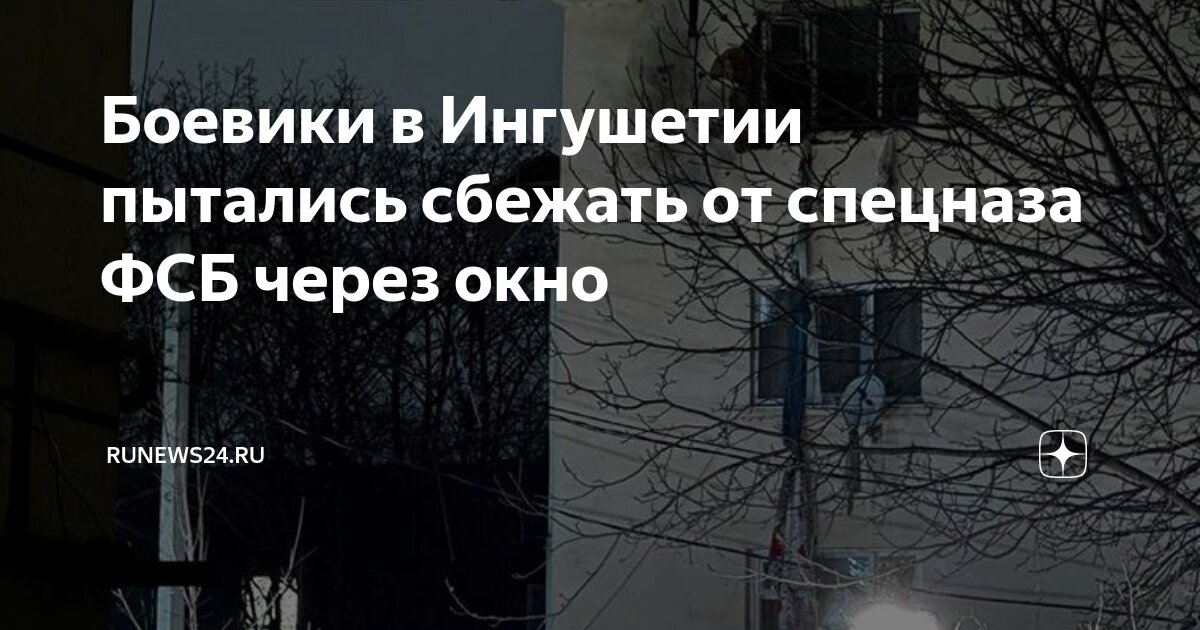 Боевики в Ингушетии пытались сбежать от спецназа ФСБ через окно | RuNews24.ru | Дзен