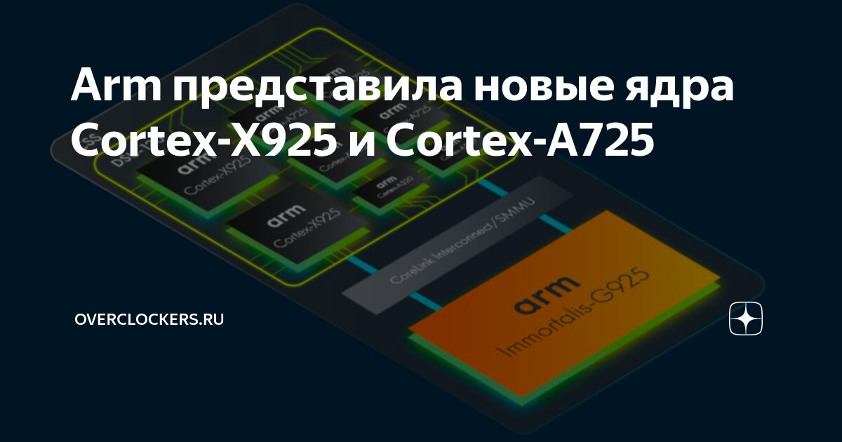 Arm представила новые ядра Cortex-X925 и Cortex-A725 | OVERCLOCKERS.RU | Дзен