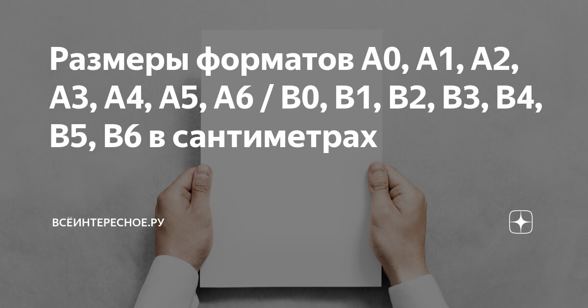 Размеры форматов А0, А1, А2, А3, А4, А5, А6 / B0, B1, B2, B3, B4, B5 ...