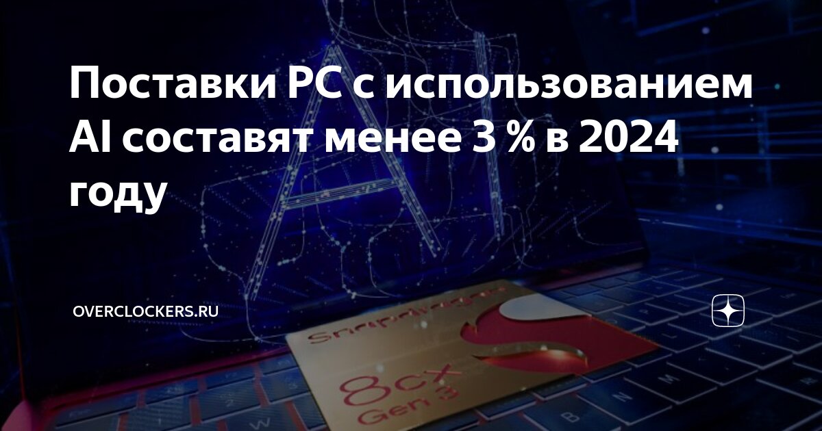 Поставки PC с использованием AI составят менее 3 % в 2024 году | OVERCLOCKERS.RU | Дзен