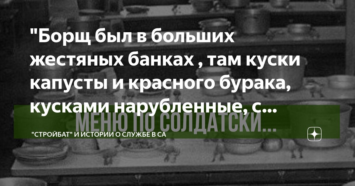 "Борщ был в больших жестяных банках , там куски капусты и красного ...