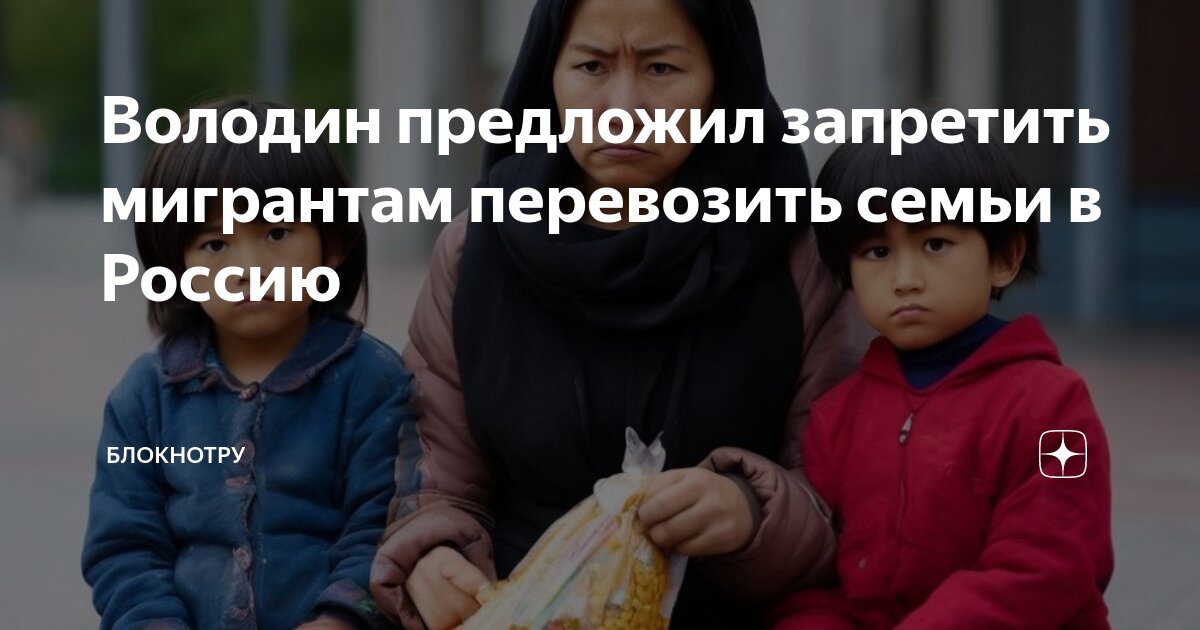 Володин предложил запретить мигрантам перевозить семьи в Россию