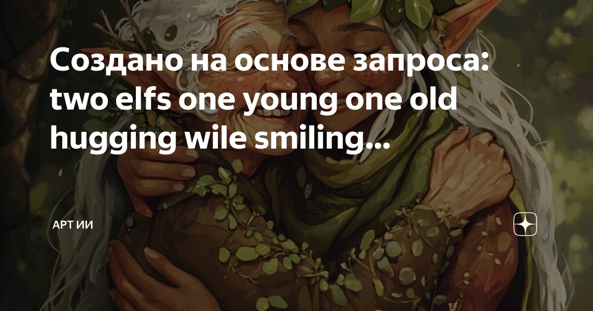 Создано на основе запроса: two elfs one young one old hugging wile ...