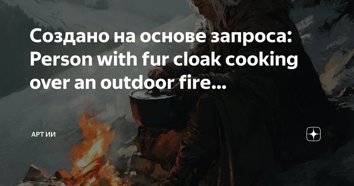 Создано на основе запроса: Person with fur cloak cooking over an ...