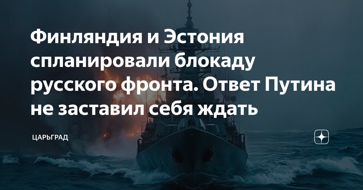 Финляндия и Эстония спланировали блокаду русского фронта. Ответ Путина ...