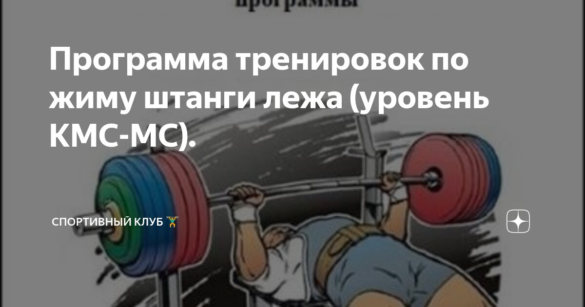 Программа тренировок по жиму штанги лежа уровень КМС МС 💪