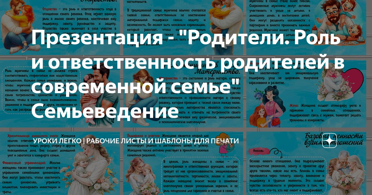 Презентация Родители Роль и ответственность родителей в современной