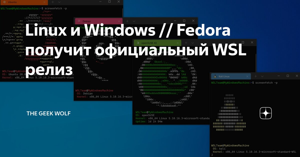 Linux и Windows // Fedora получит официальный WSL релиз | The Geek Wolf | Дзен