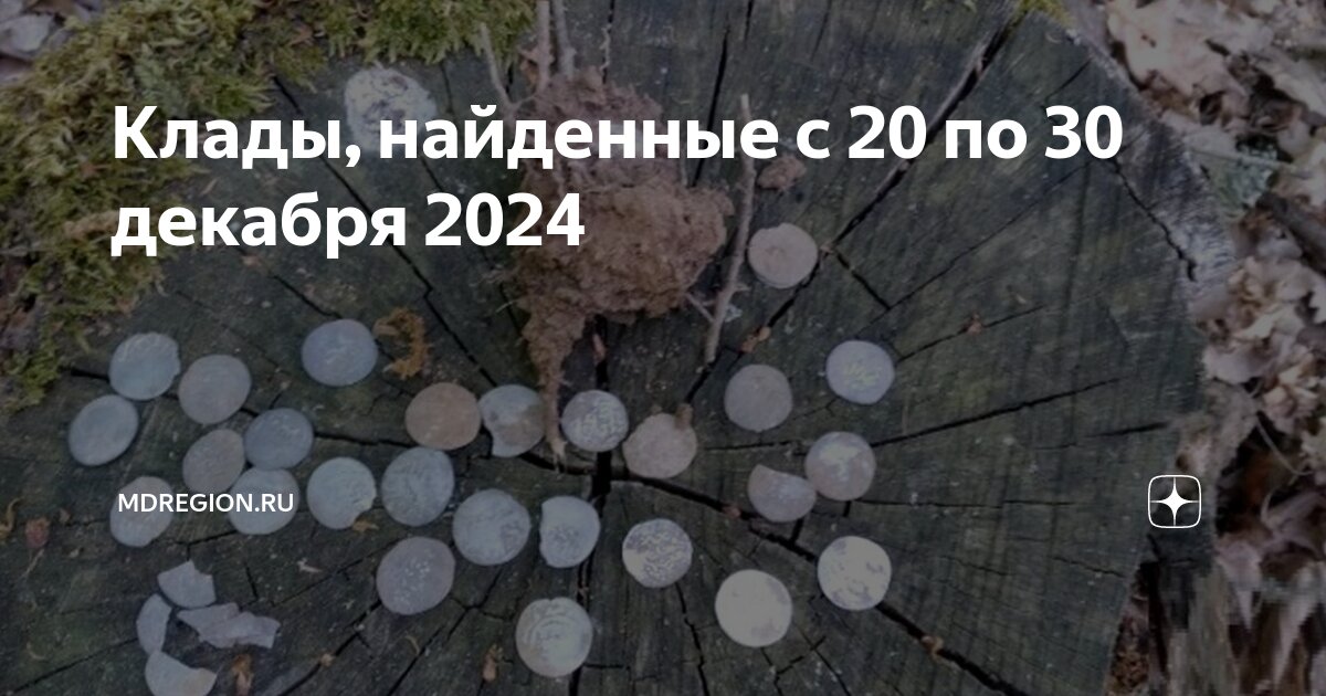 Клады, найденные с 20 по 30 декабря 2024 | MDREGION.RU | Дзен
