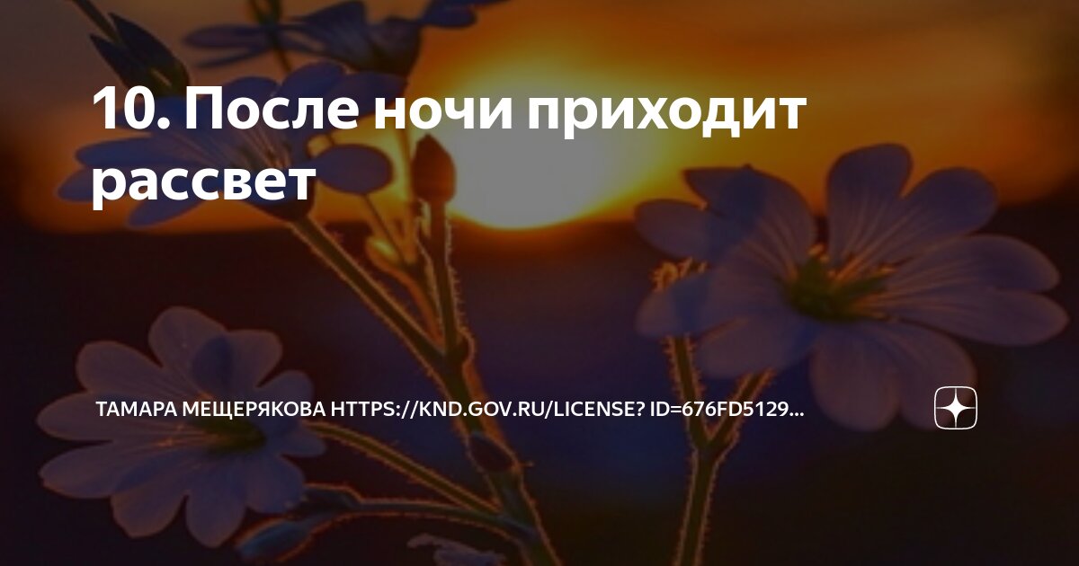 10. После ночи приходит рассвет | Тамара Мещерякова https://knd.gov.ru/license? id ...