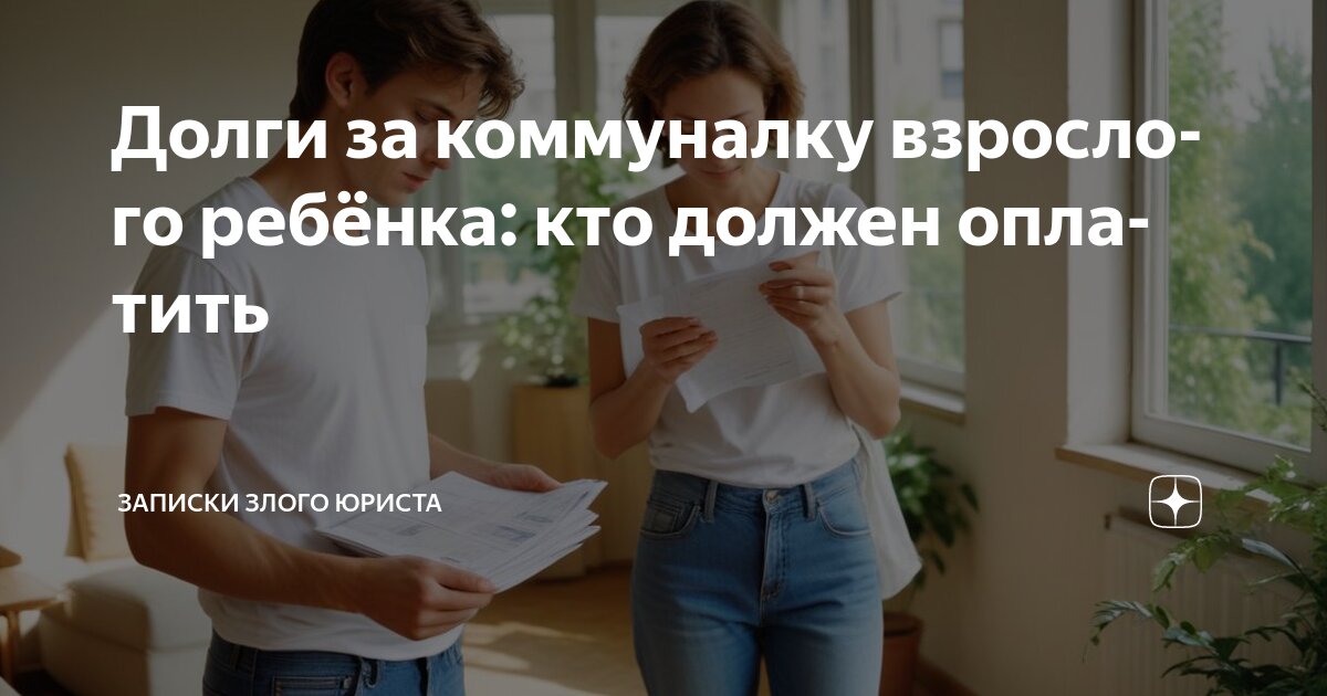 Долги за коммуналку взрослого ребёнка кто должен оплатить Записки