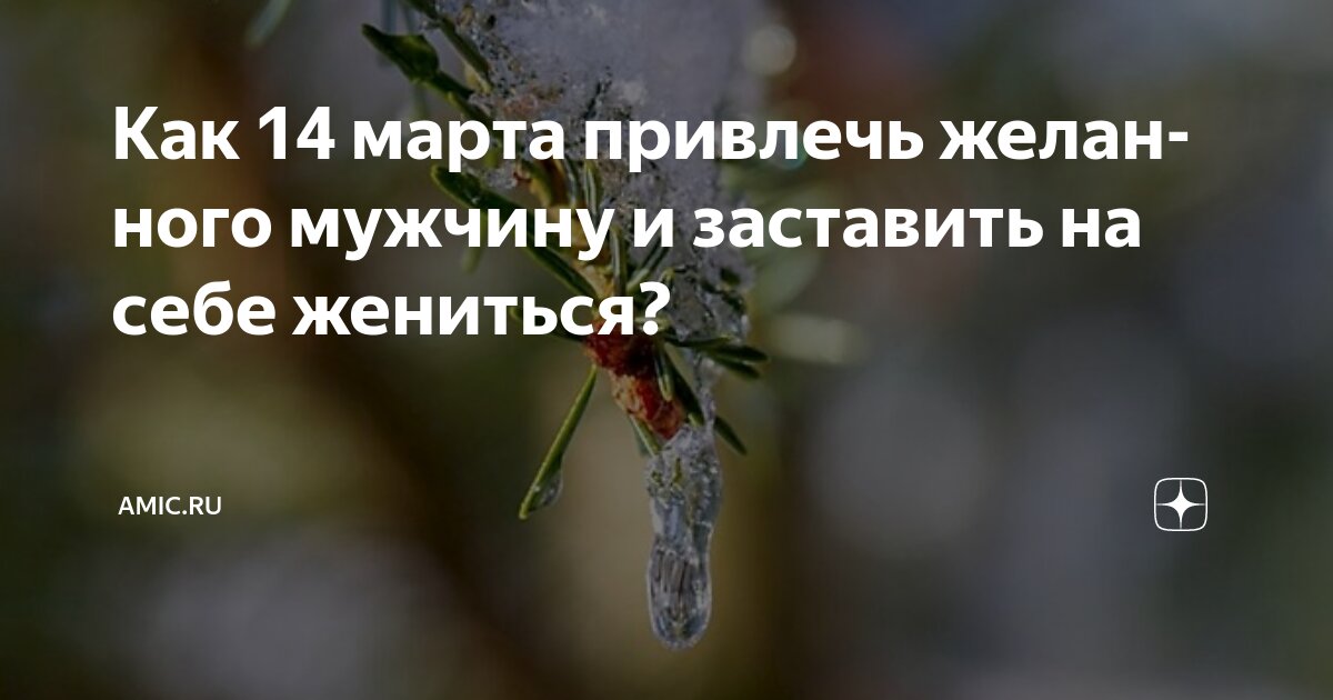 Как 14 марта привлечь желанного мужчину и заставить на себе жениться? | amic.ru | Дзен