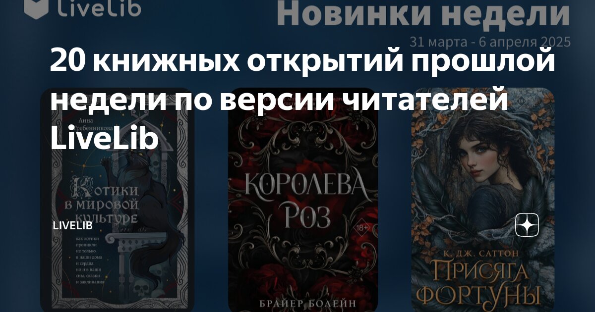 20 книжных открытий прошлой недели по версии читателей LiveLib | LiveLib | Дзен