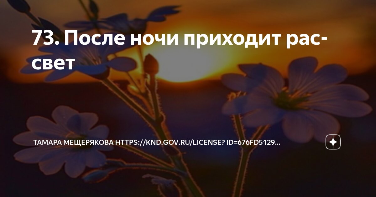 73. После ночи приходит рассвет | Тамара Мещерякова https://knd.gov.ru/license? id ...