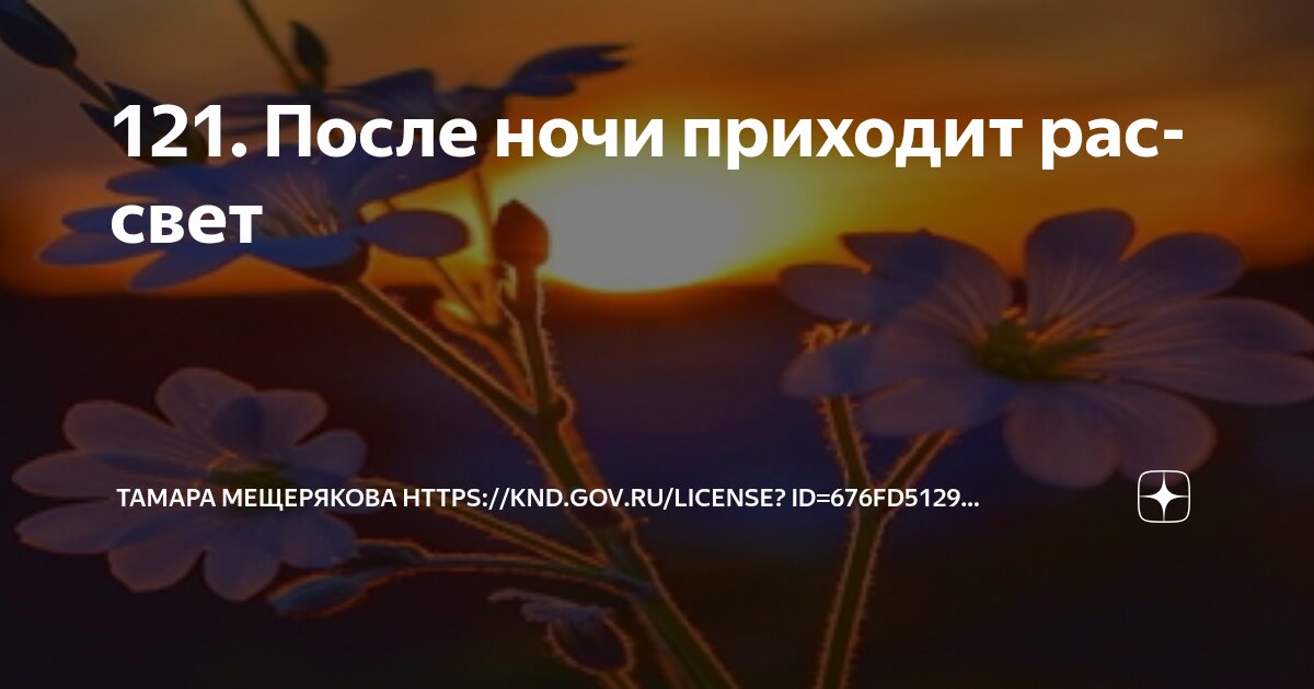 121. После ночи приходит рассвет | Тамара Мещерякова https://knd.gov.ru/license? id ...