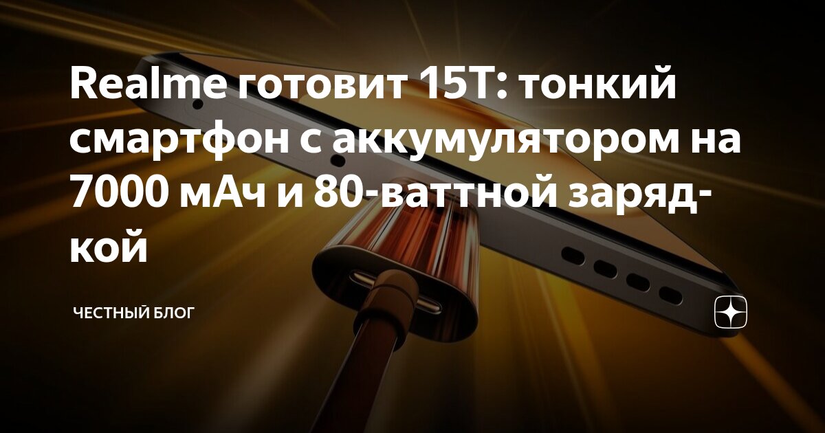 Realme готовит 15T: тонкий смартфон с аккумулятором на 7000 мАч и 80 ...