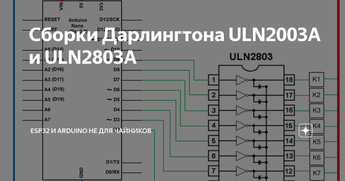 Сборки Дарлингтона ULN2003A и ULN2803A | Электроника, ESP32, Arduino | Дзен