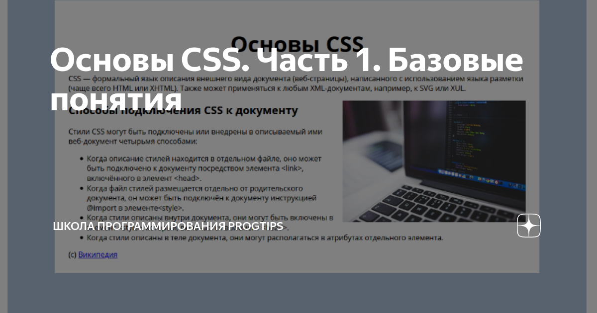 Основы CSS. Часть 1. Базовые понятия | Школа программирования ProgTips ...