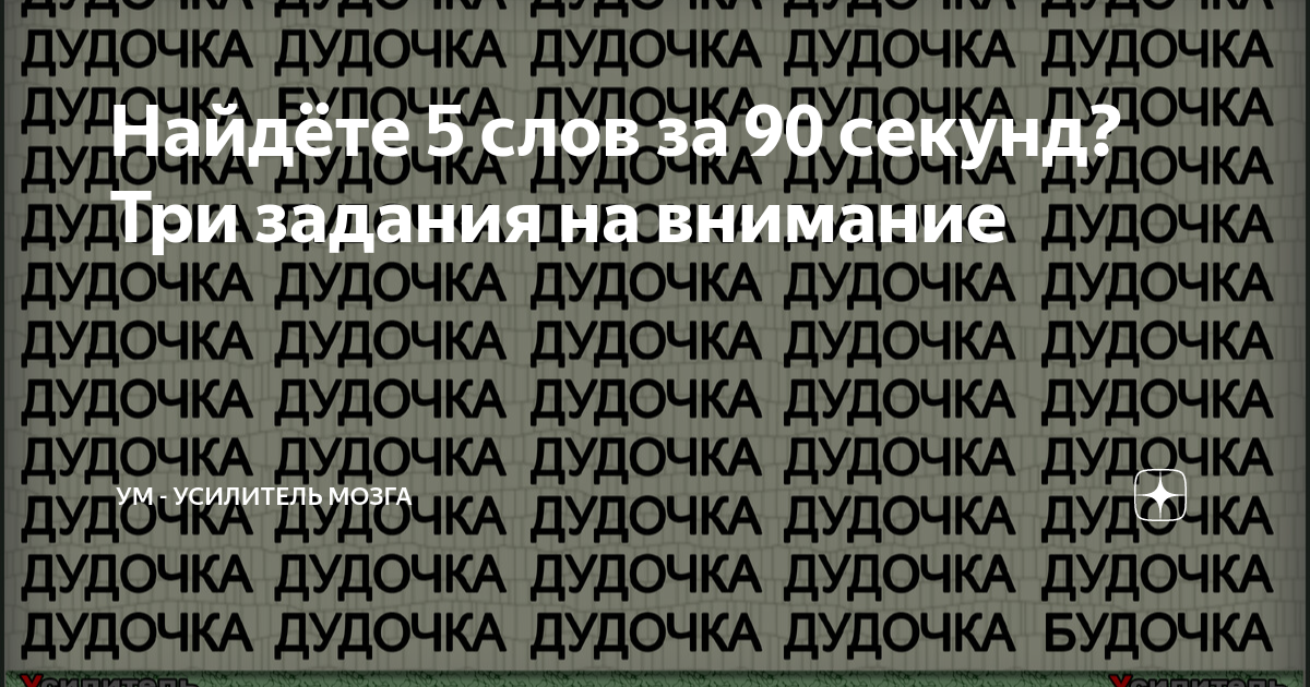 Найдёте 5 слов за 90 секунд Три задания на внимание УМ Усилитель