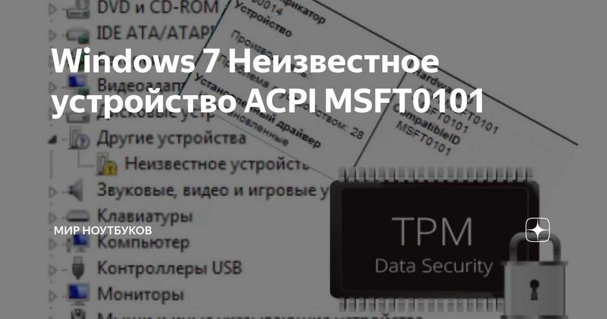 Windows 7 Неизвестное устройство ACPI MSFT0101 | Мир Ноутбуков | Дзен