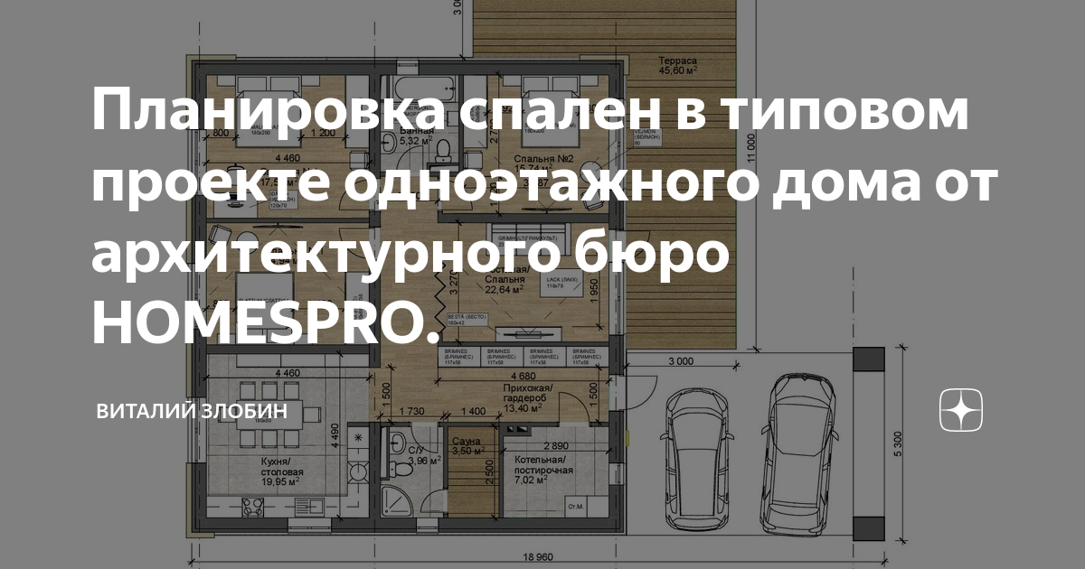 Планировка спален в типовом проекте одноэтажного дома от архитектурного бюро HOMESPRO ...