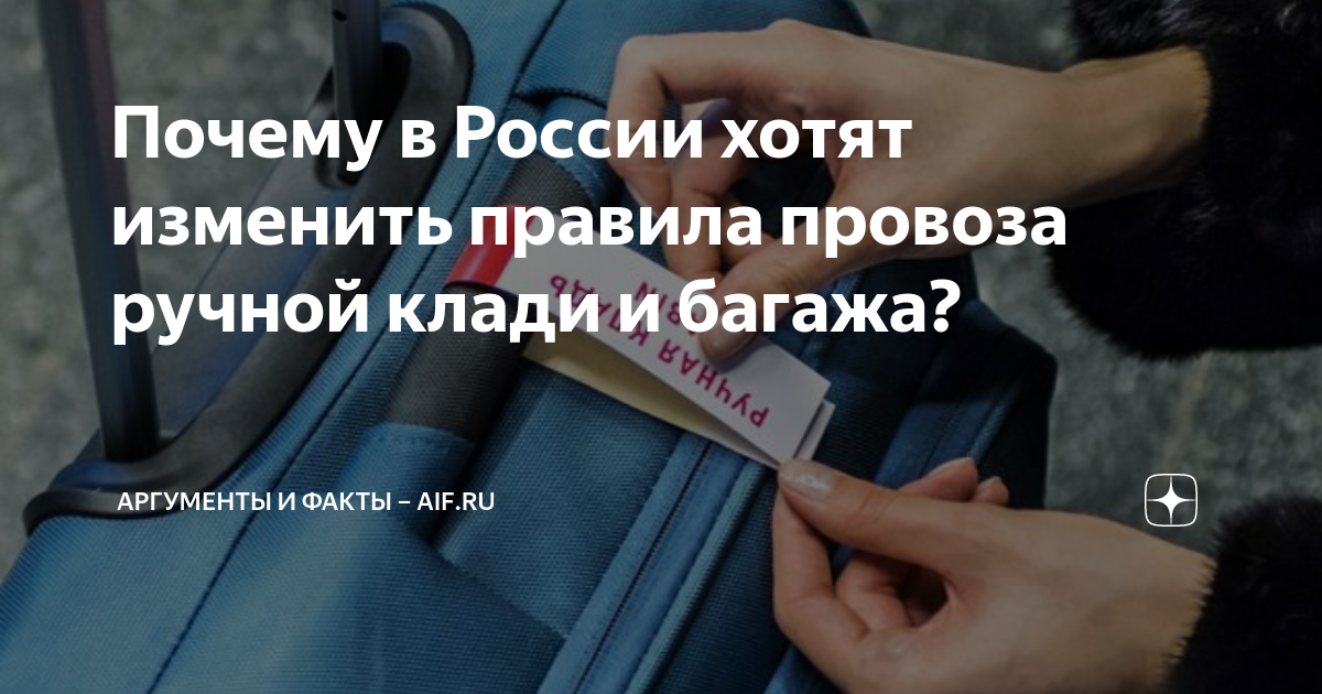 Почему в России хотят изменить правила провоза ручной клади и багажа Аргументы и факты Aif