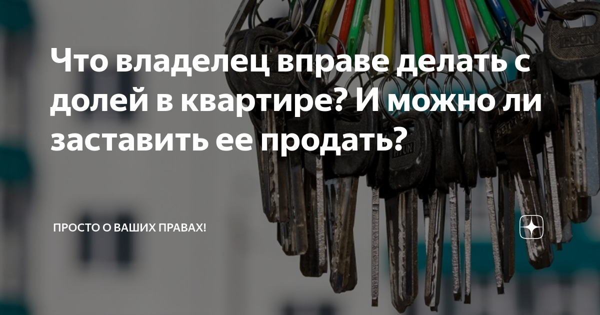 Что владелец вправе делать с долей в квартире И можно ли заставить ее