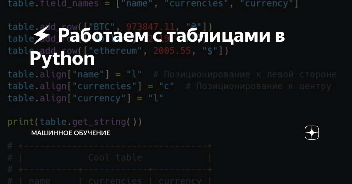⚡️ Работаем с таблицами в Python | Машинное обучение | Дзен