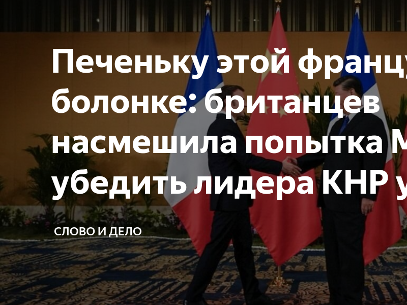 Печеньку этой французской болонке британцев насмешила попытка Макрона убедить лидера КНР