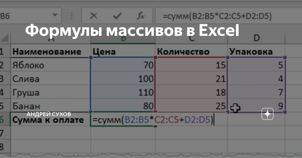 Формулы массивов в Excel Андрей Сухов Дзен