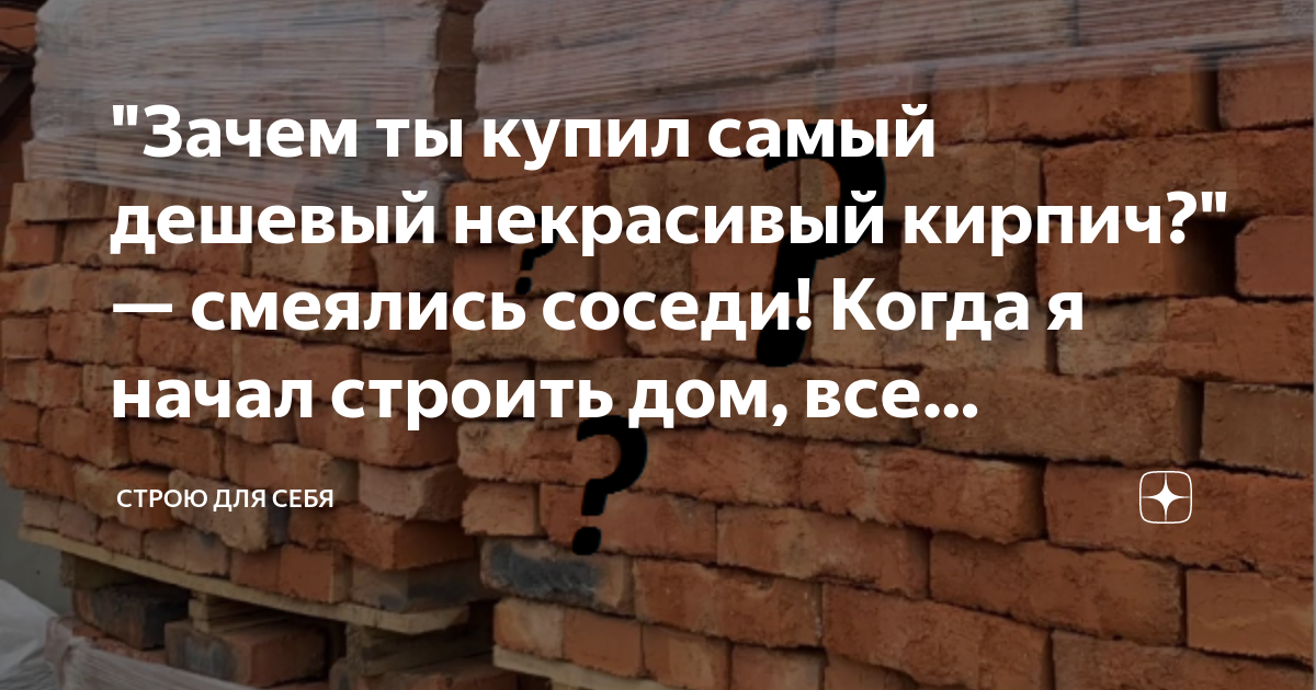 "Зачем ты купил самый дешевый некрасивый кирпич?" — смеялись соседи ...