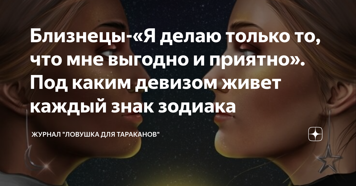 Близнецы «Я делаю только то что мне выгодно и приятно Под каким