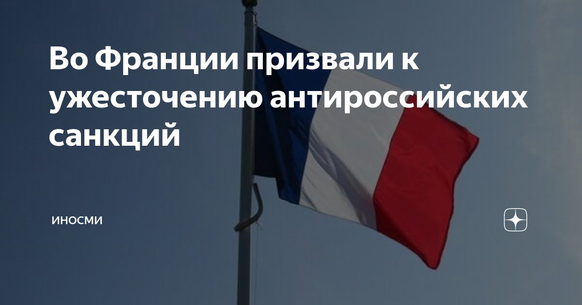 Во Франции призвали к ужесточению антироссийских санкций ИНОСМИ Дзен