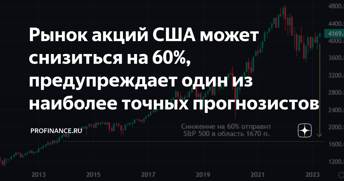 Рынок акций США может снизиться на 60%, предупреждает один из наиболее точных прогнозистов ...