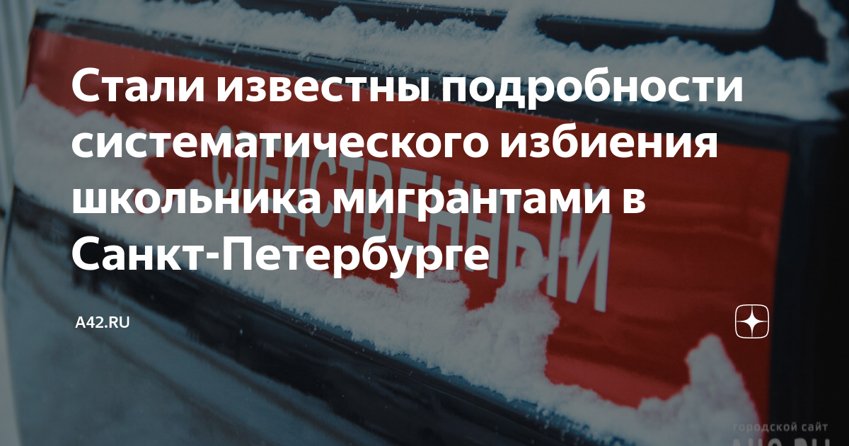 Стали известны подробности систематического избиения школьника мигрантами в Санкт-Петербурге ...