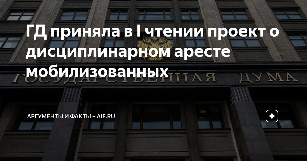ГД приняла в I чтении проект о дисциплинарном аресте мобилизованных