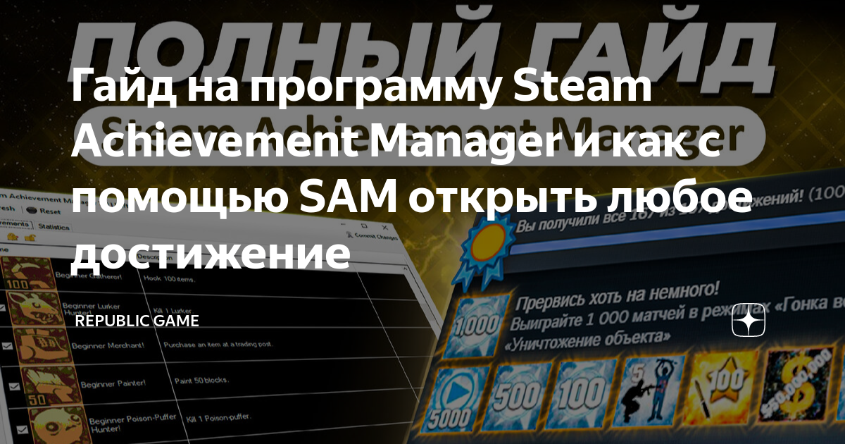 Гайд на программу Steam Achievement Manager и как с помощью SAM открыть ...